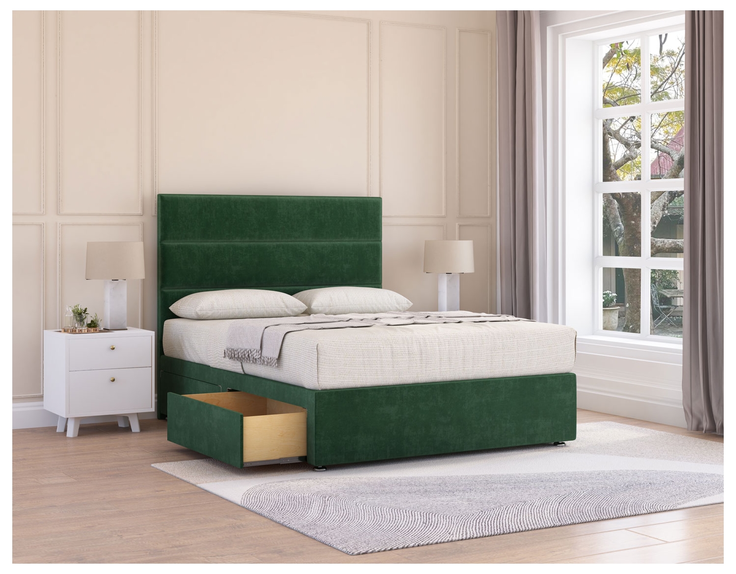 Texas Divan Bed | Upholstered Classical Divan | Sloomy