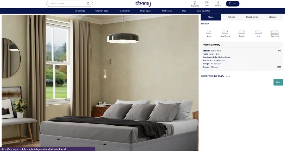 Build your Perfect Bed with our Build your Bed Feature